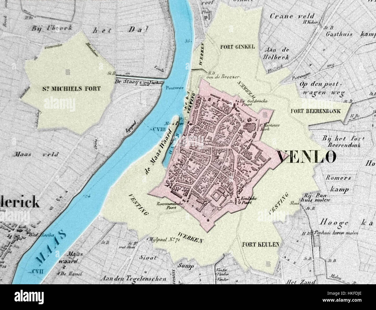 The 'Rivierenkaart Venlo' is a historical map depicting the rivers ...