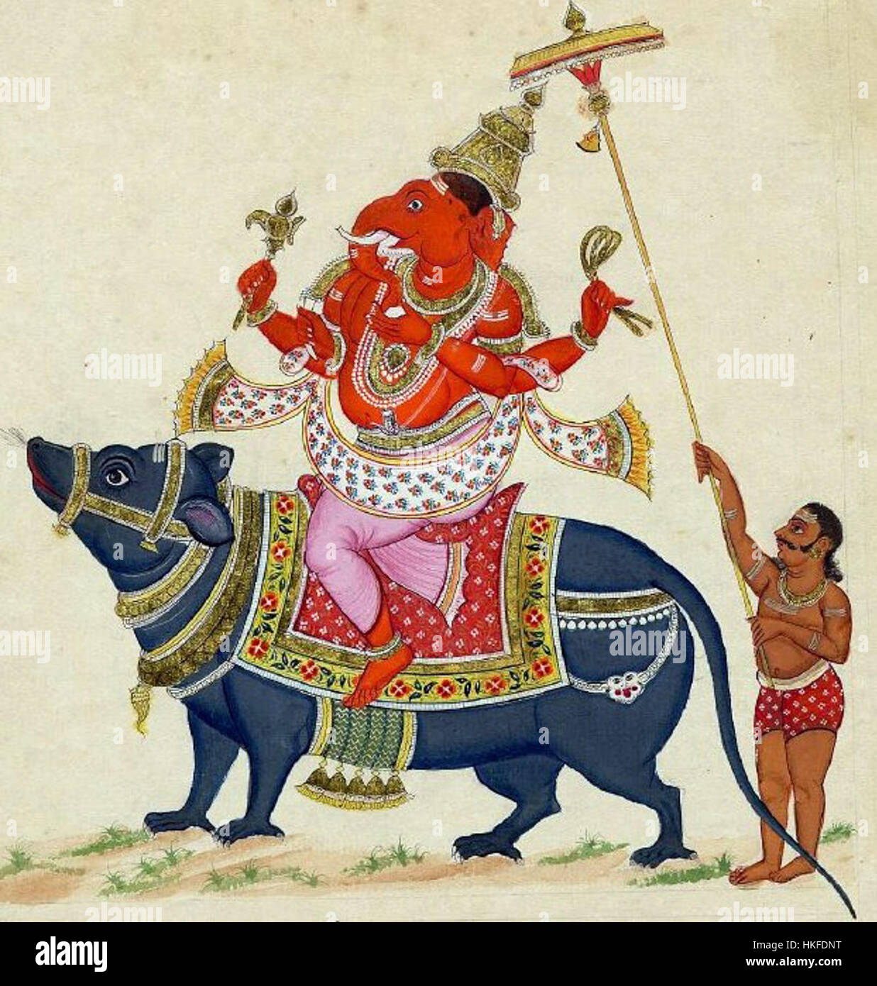 This Thanjavur painting represents Lord Ganesha, a prominent deity in ...