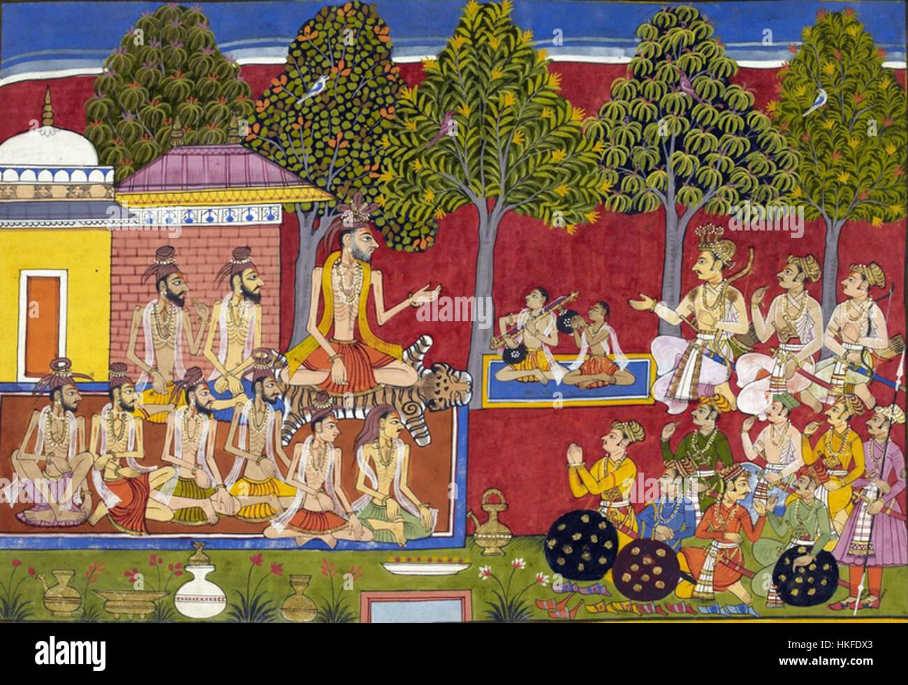 This artwork depicts the moment when Shatrughna listens to the story of ...