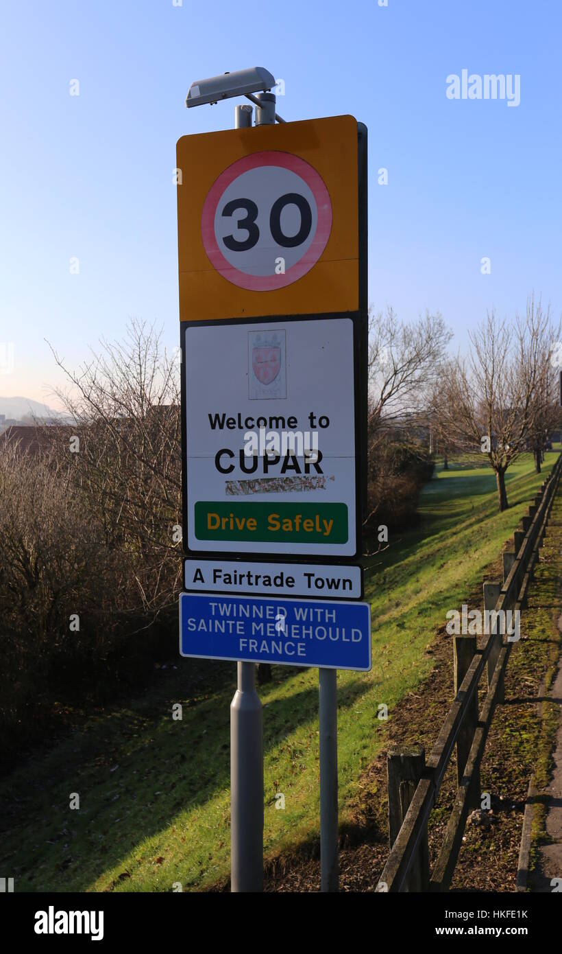 Welcome to Cupar sign Fife Scotland January 2017 Stock Photo - Alamy