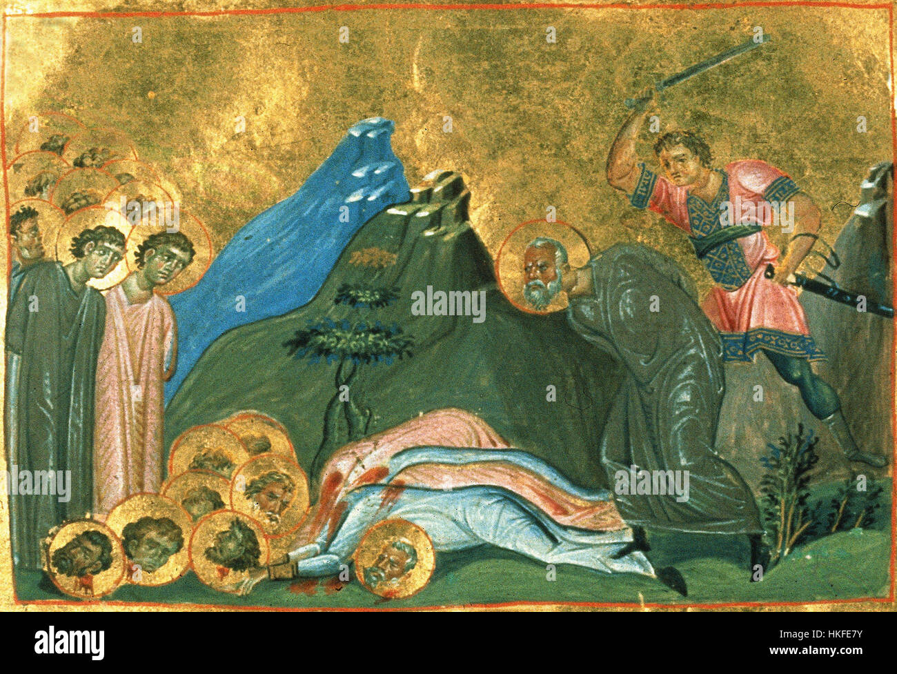 This illustration from the Menologion of Basil II depicts Sadoc (Sadoth ...