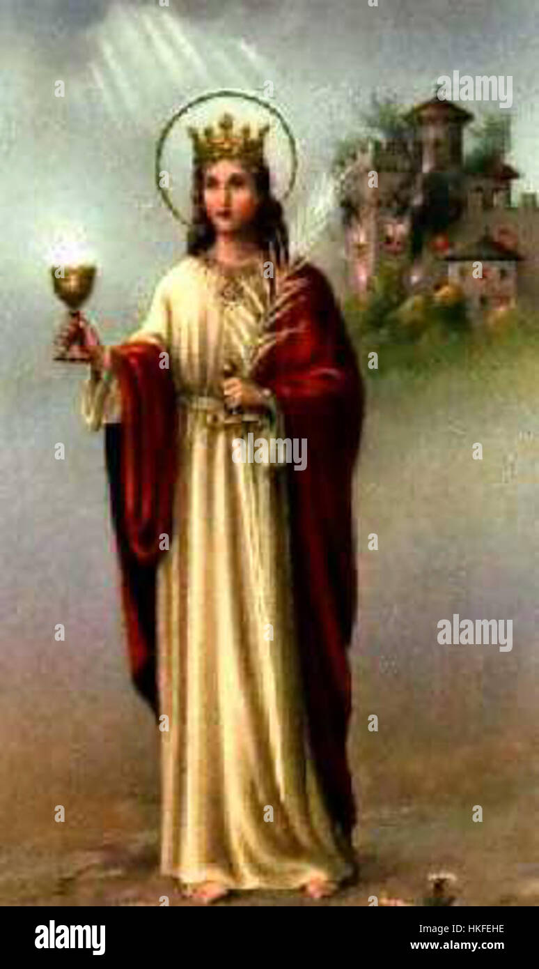 This artwork depicts St. Barbara, the patron saint of artillerymen ...