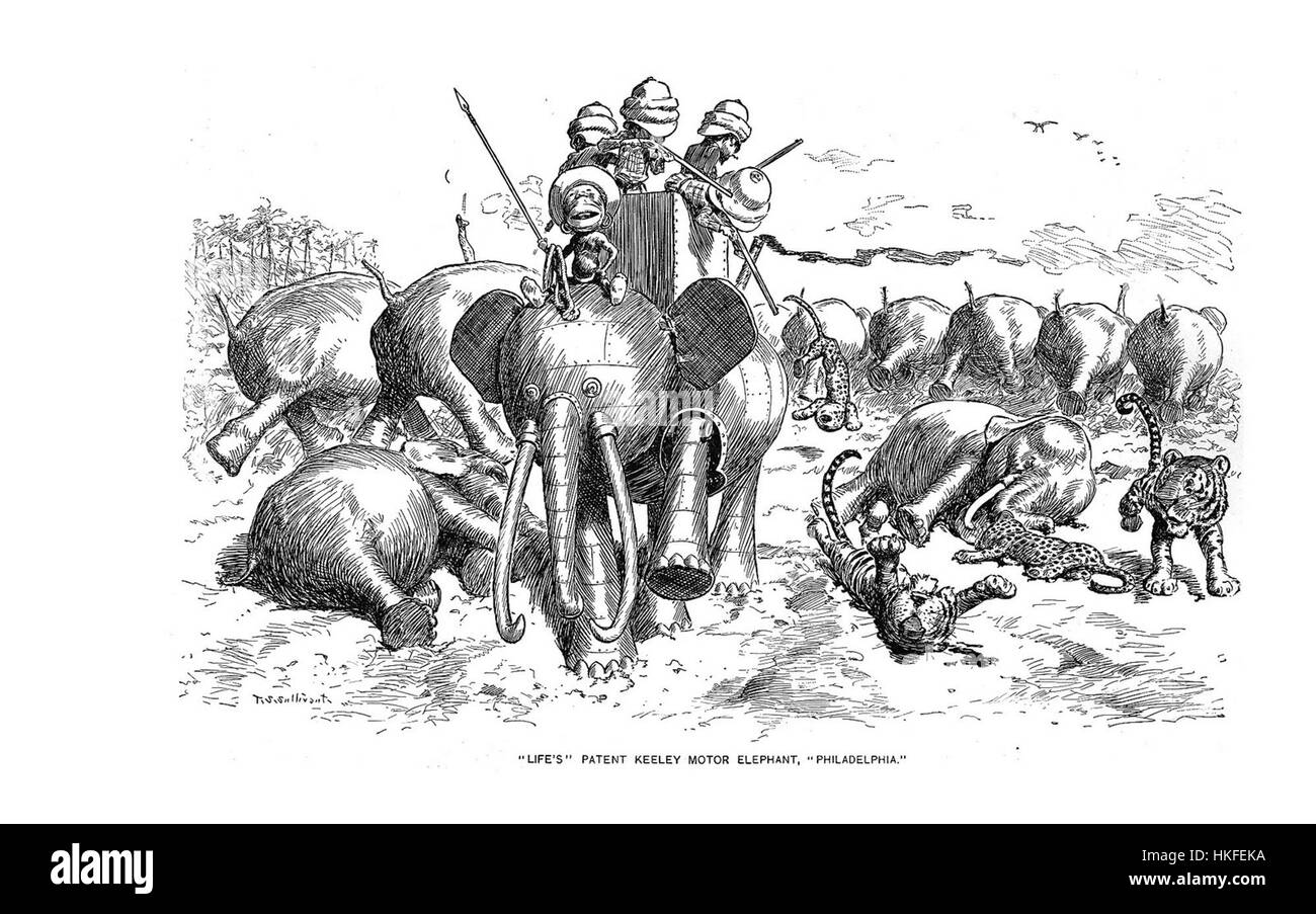 This cartoon by T. S. Sullivant, titled 'Life's Patent Keely Motor ...