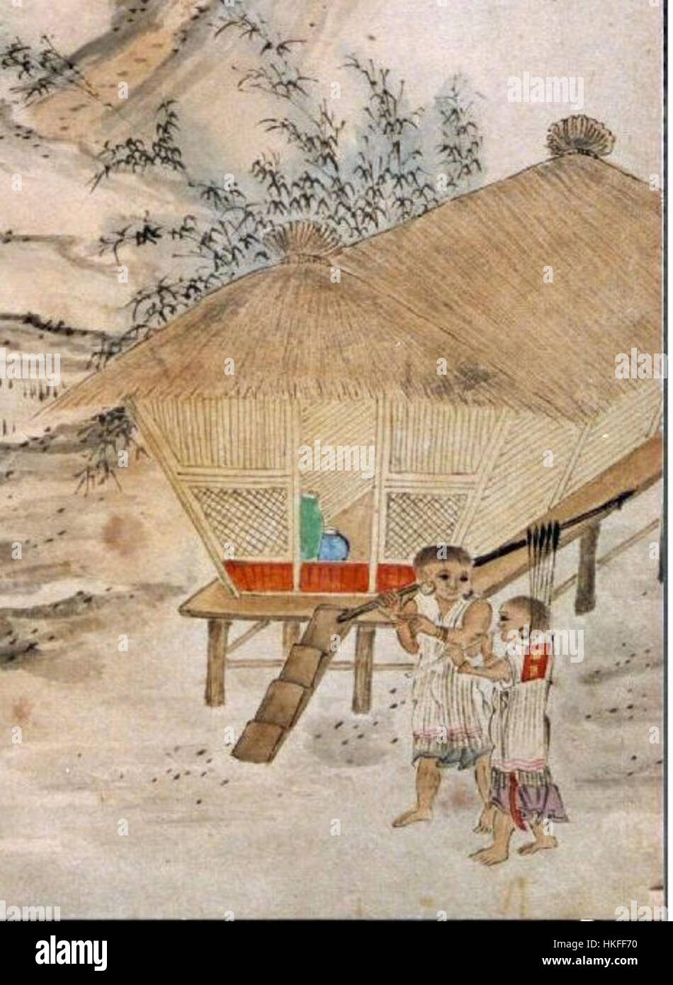 This painting, titled Taioldhouse, depicts a traditional house ...