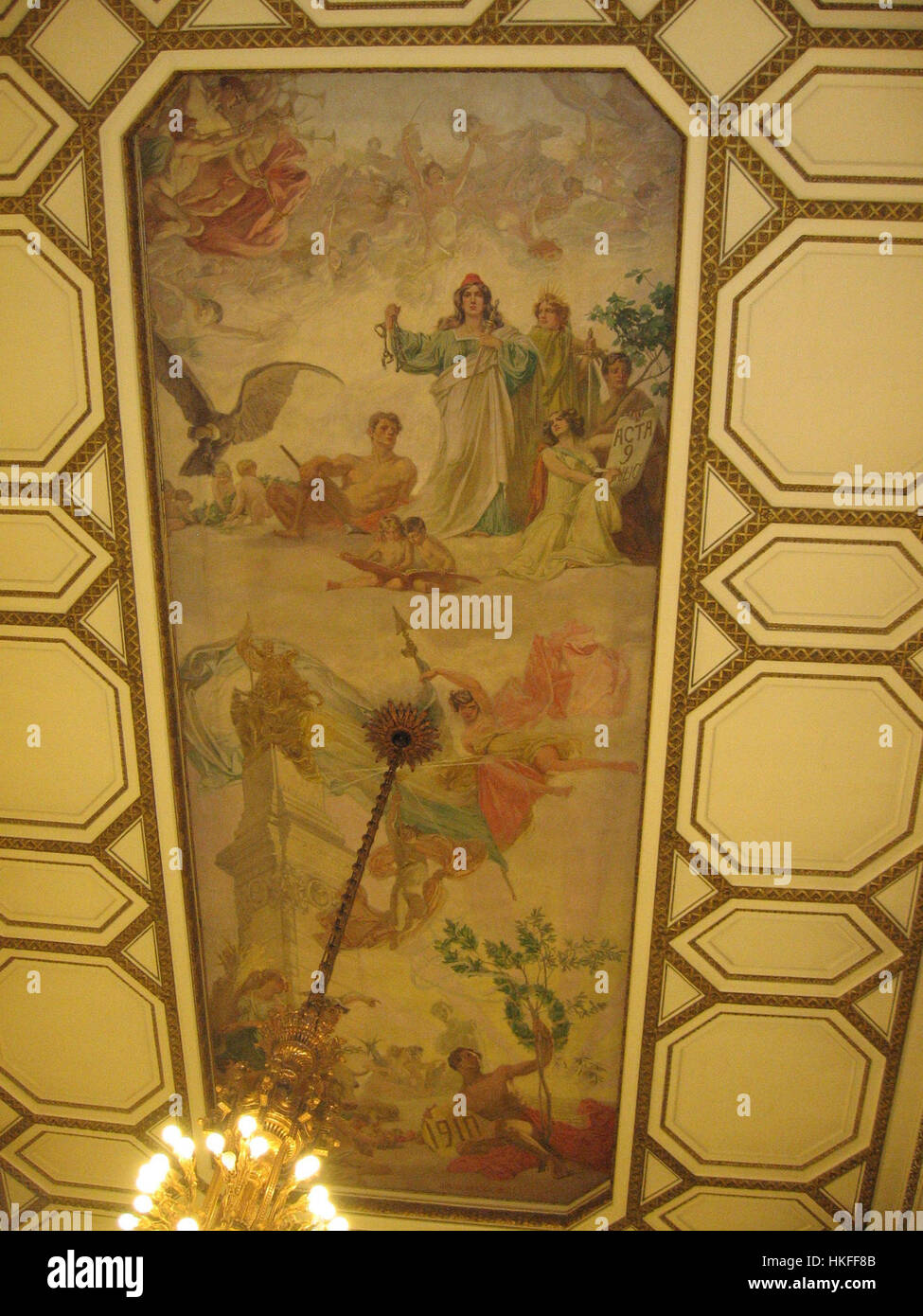 The ceiling of the Salon Blanco (White Hall), renowned for its ...