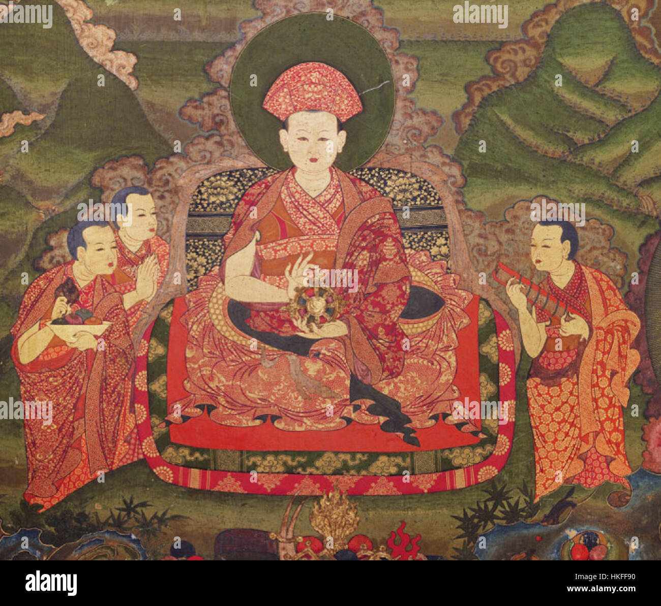 A painting by Tenzin Rabgye, known for his Tibetan Buddhist artwork ...