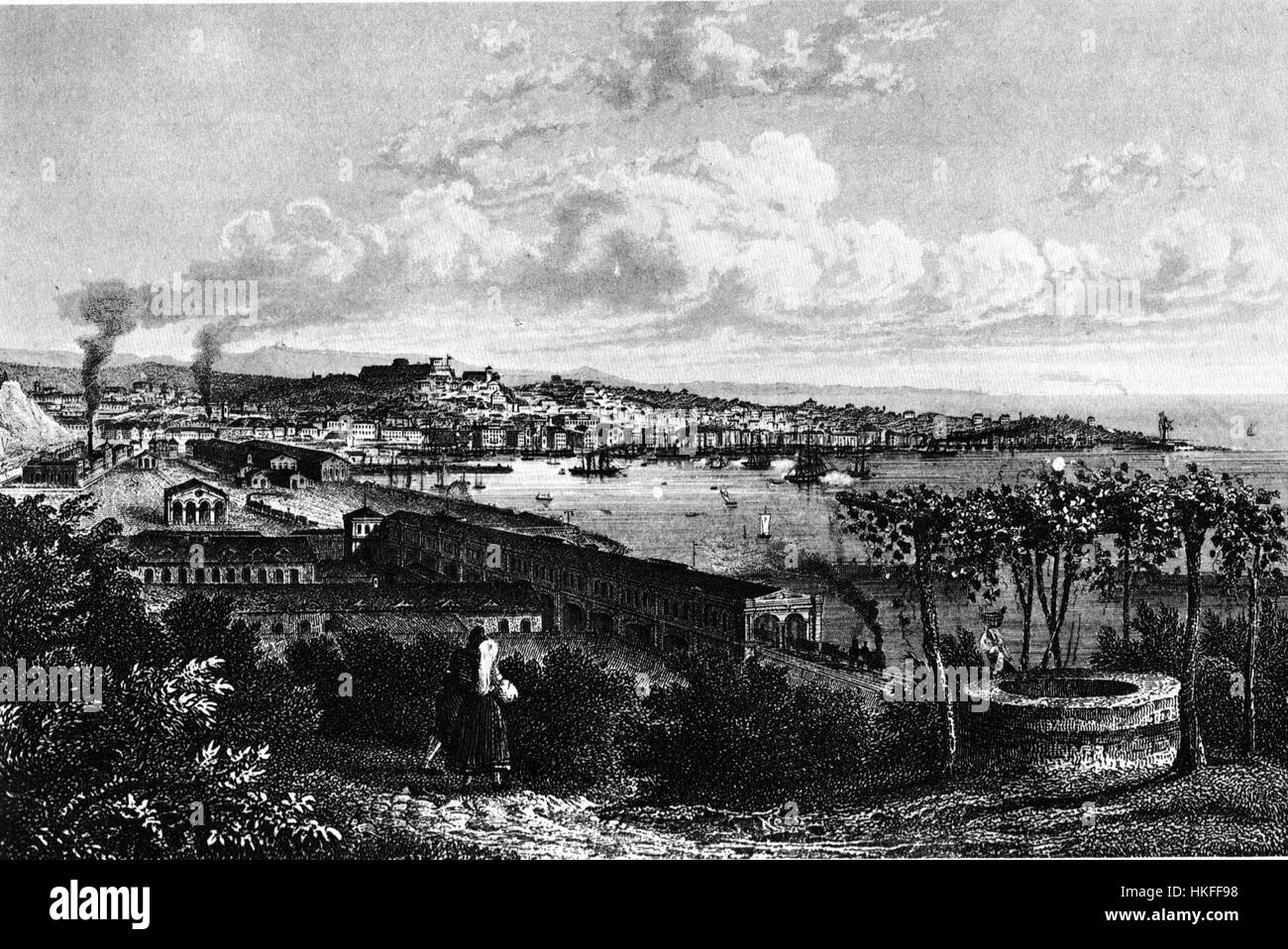 This 1855 panoramic painting of Trieste provides a detailed view of the ...