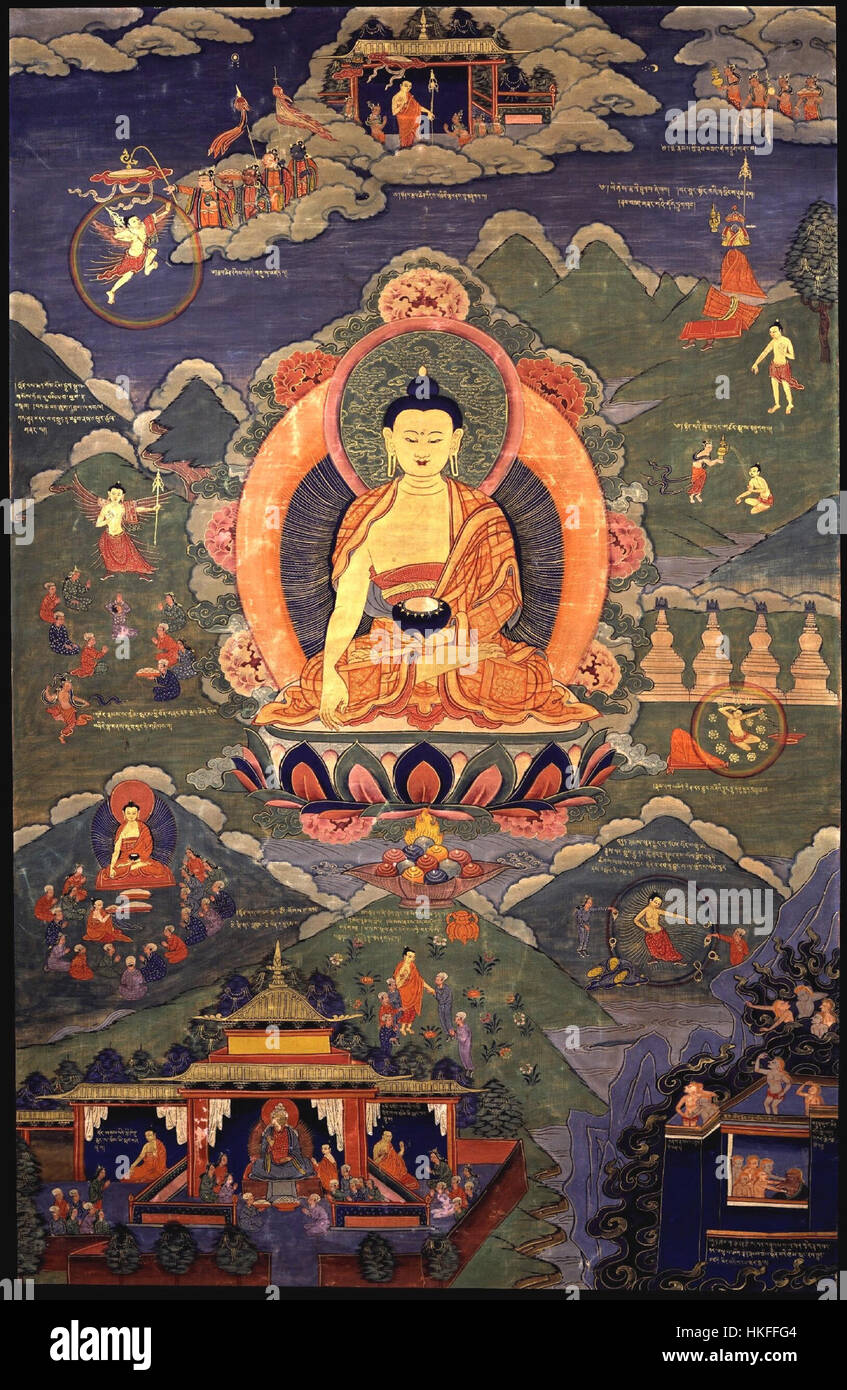 A 19th-century depiction of Tonpa Shenrab, the founder of Bon Buddhism ...