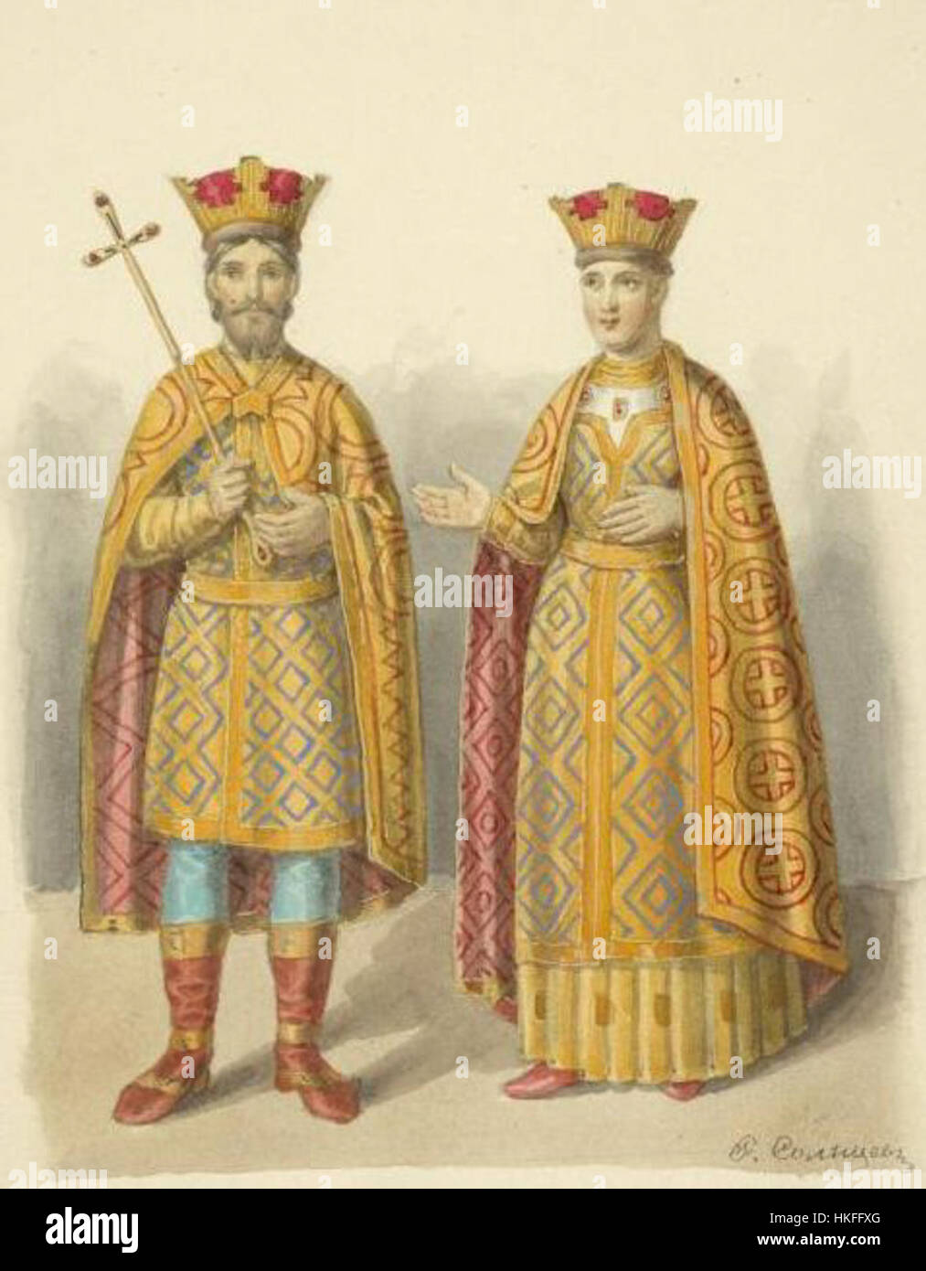This portrait depicts Vasily I of Moscow and his consort, Sophia of ...