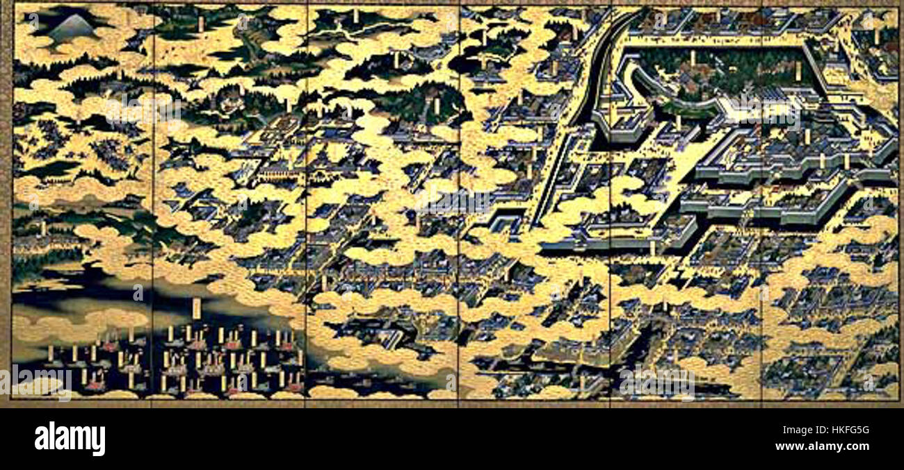 This painting shows a scenic view of Edo (modern-day Tokyo), capturing ...