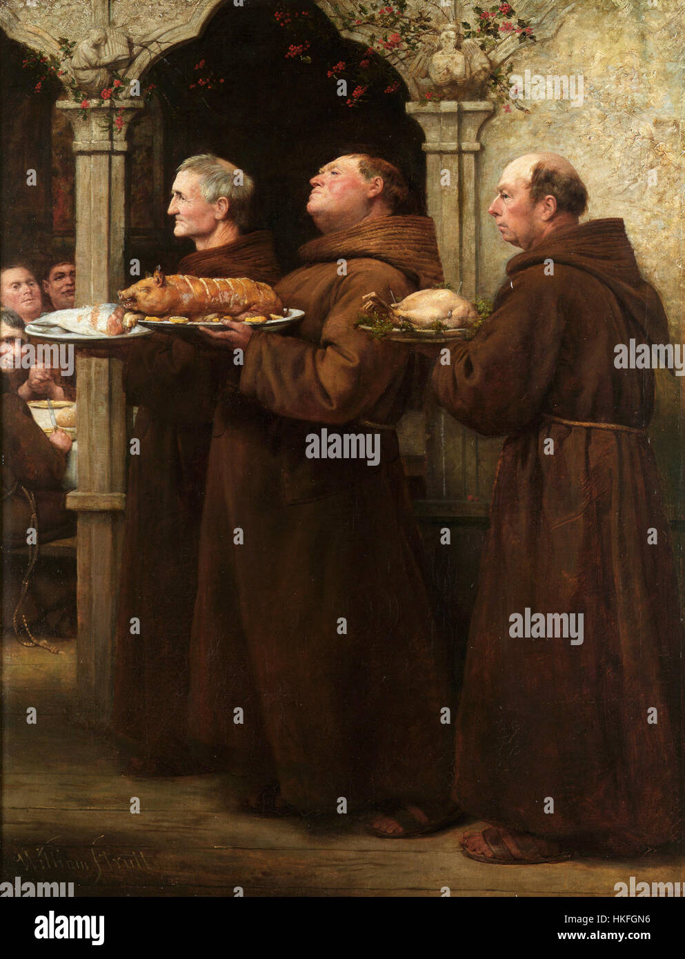 William Strutt's painting The Prior's Feast portrays a historical ...