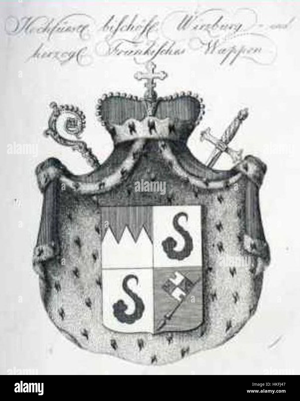 This painting, titled 'Wappen Fechenbach Bischof,' depicts the coat of ...