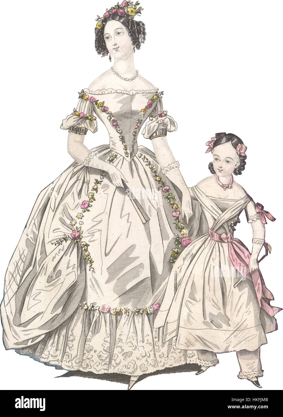 This illustration from *The World of Fashion* magazine in January 1838 ...