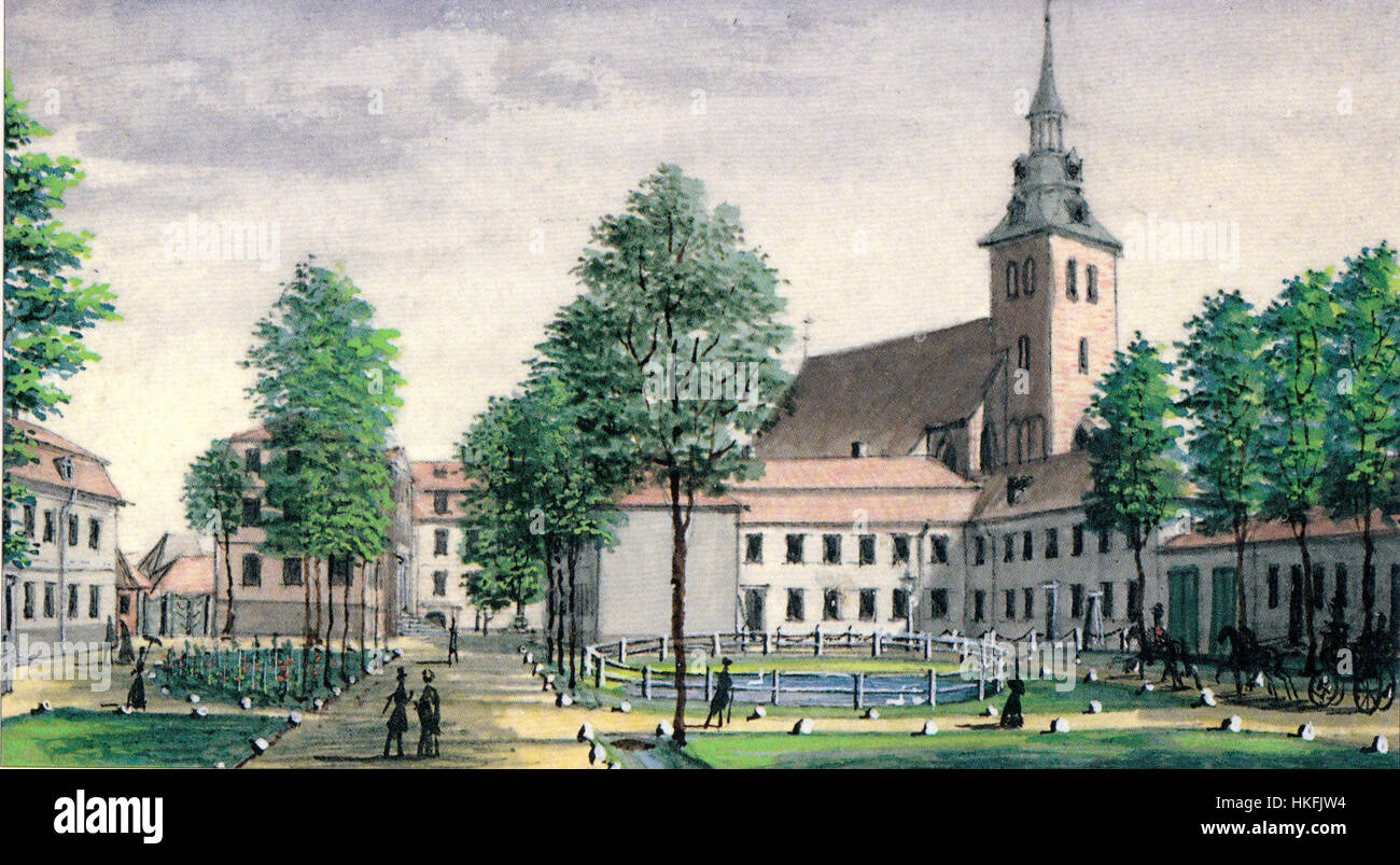 This painting from 1841 depicts the Ritterakademie and Abbey of St ...