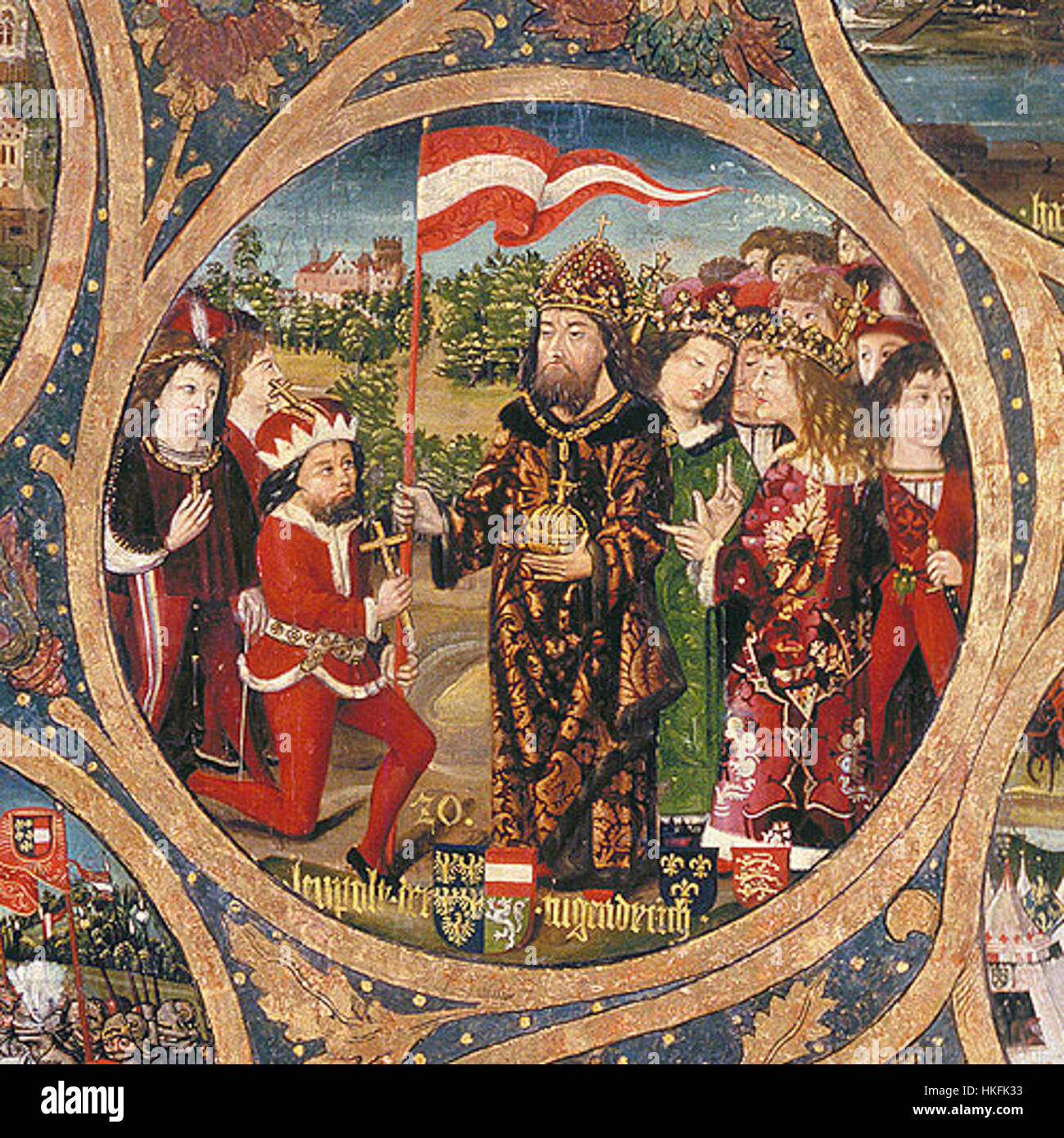 The artwork titled 'Herzog Leopold V. Babenberg' depicts the historical ...