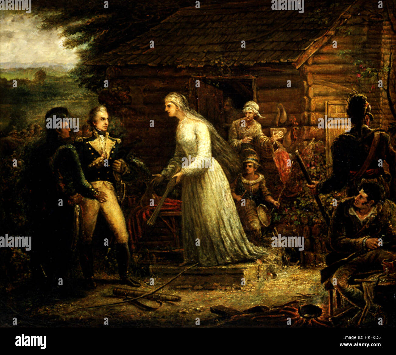 This historical painting by John Blake White depicts the heroic act of ...