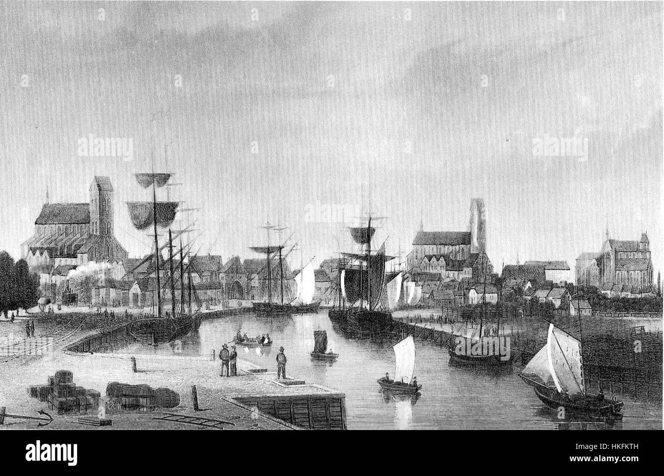 This 1850 view of Wismar, Germany, captures the town's architectural ...