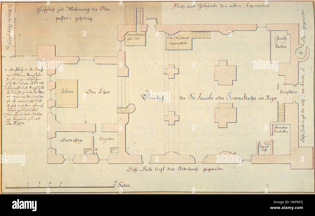 This layout of St. Jacobs Church in Riga, created by artist Brotze ...