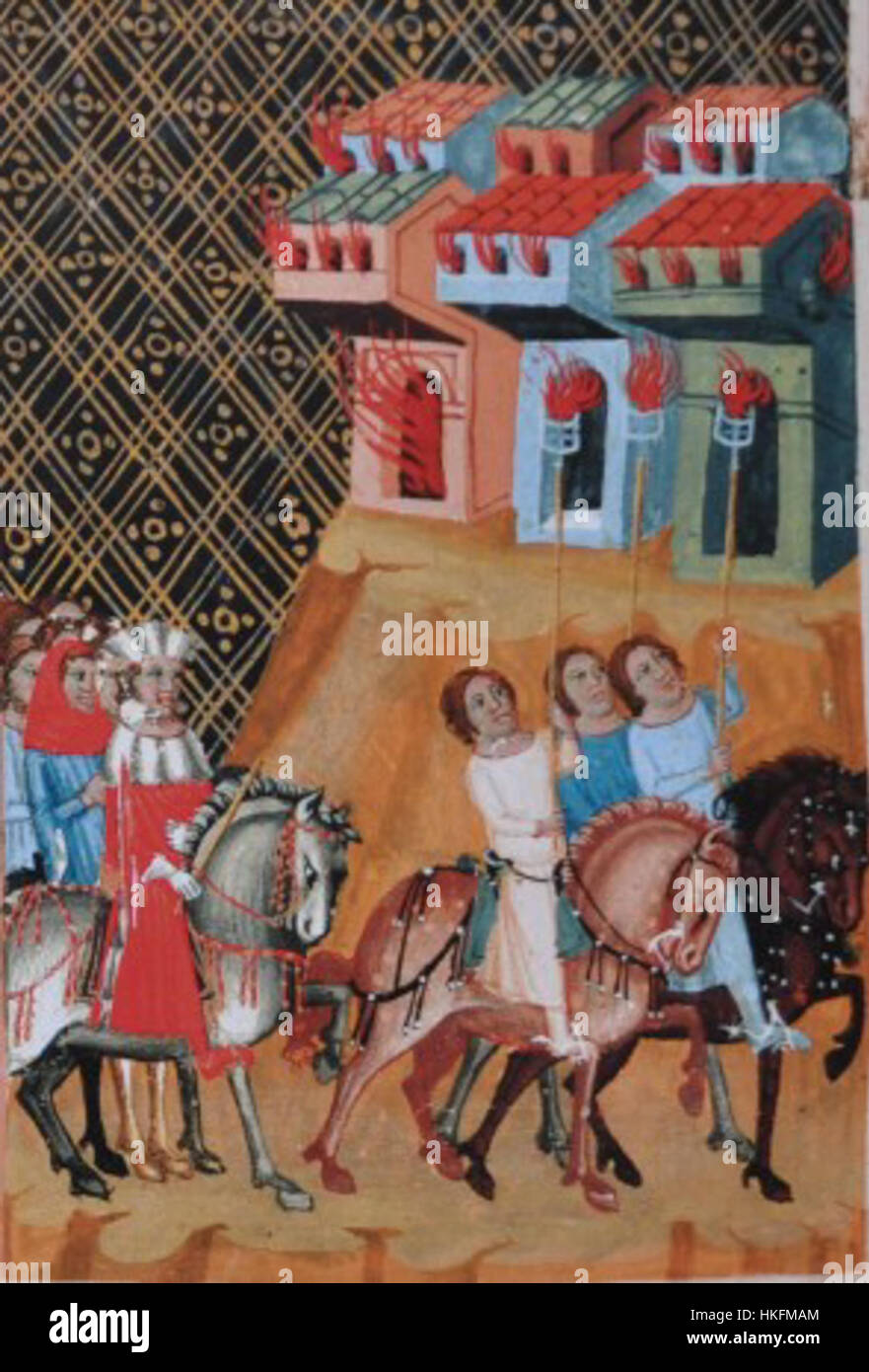 'Vypalovani Vsi' is an artwork depicting a traditional village burning ...