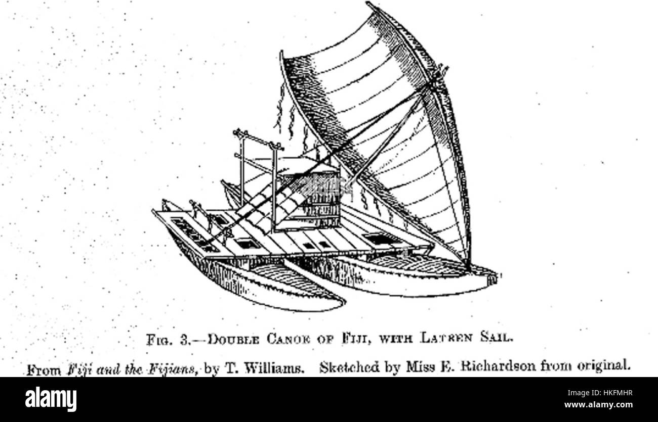 The 19th-century Fidjian catamaran, originating from the Fiji Islands ...