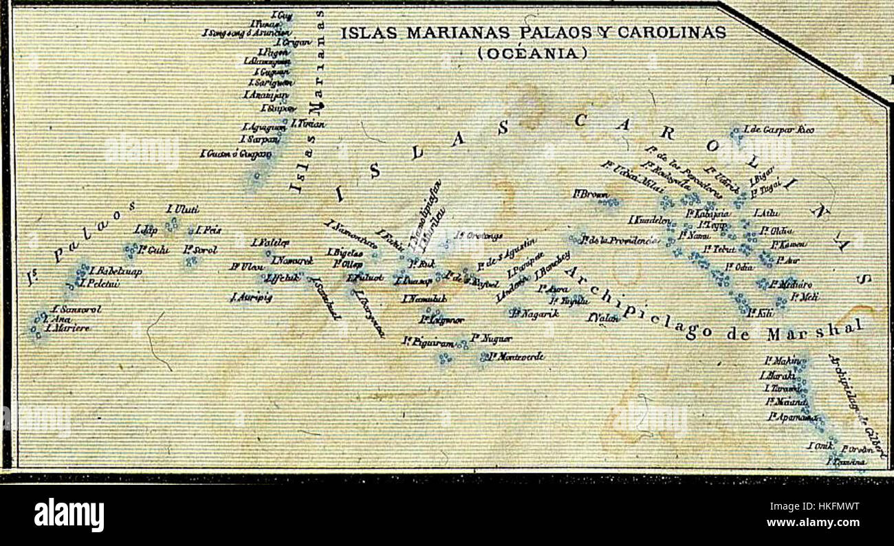 This historical map or artwork features the Marianas, Palau, and ...