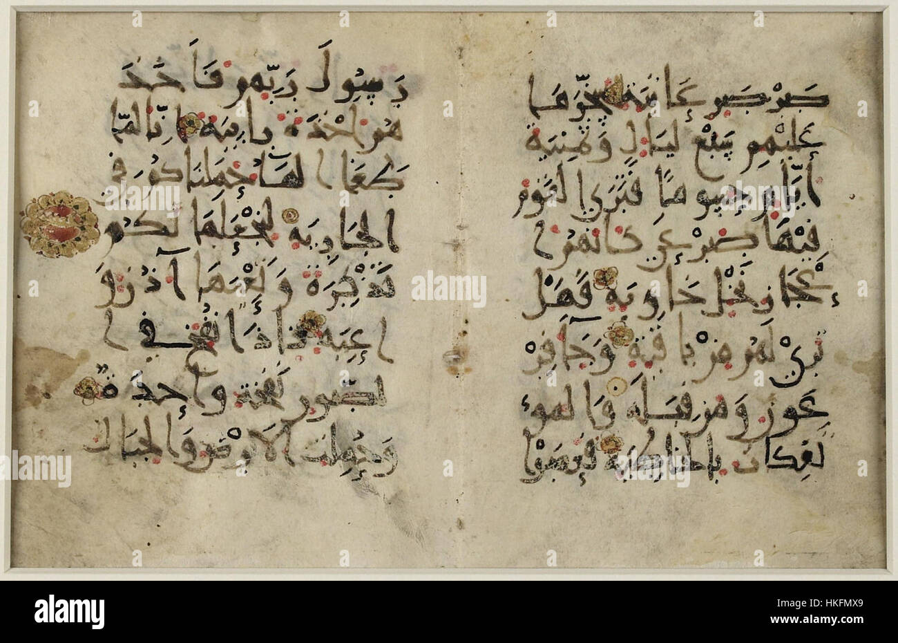 This artwork features Kufi script, a form of Arabic calligraphy used ...