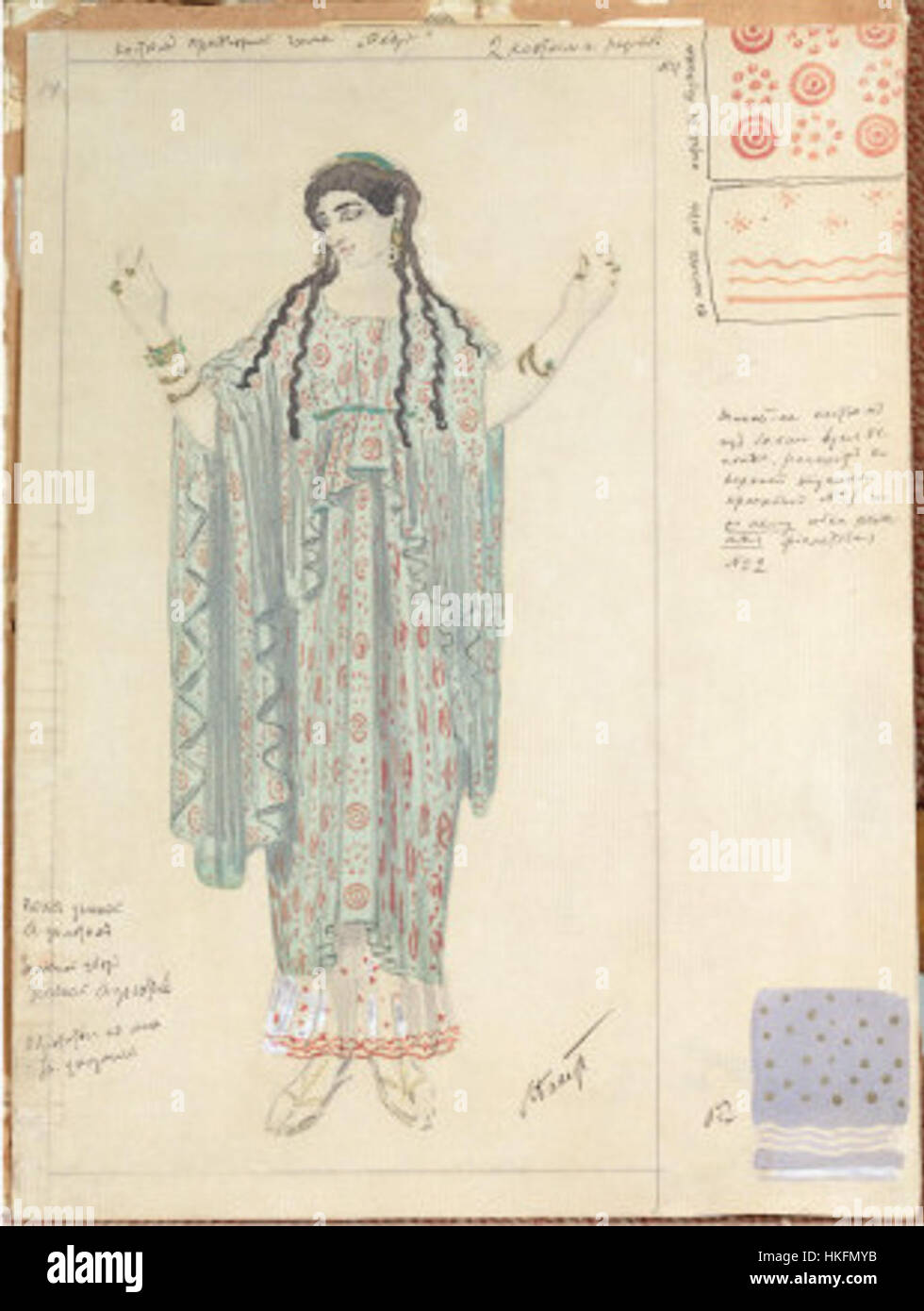 A costume design by Léon Bakst for the ballet 'Phaedra,' showcasing his ...