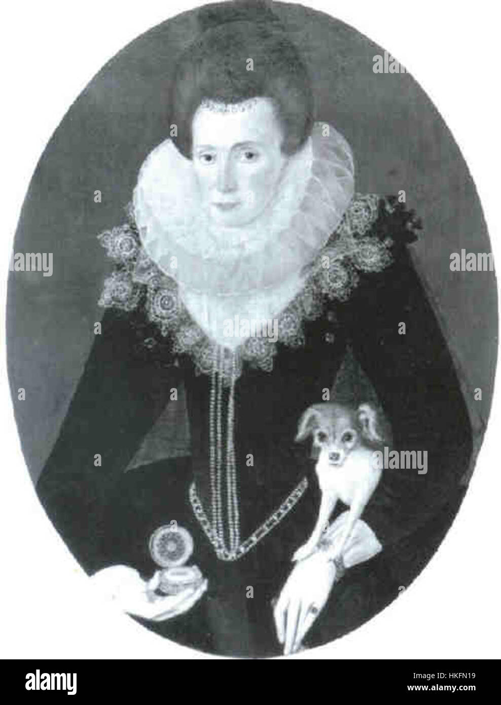 This portrait titled *Arbella Stuart* depicts the English noblewoman ...