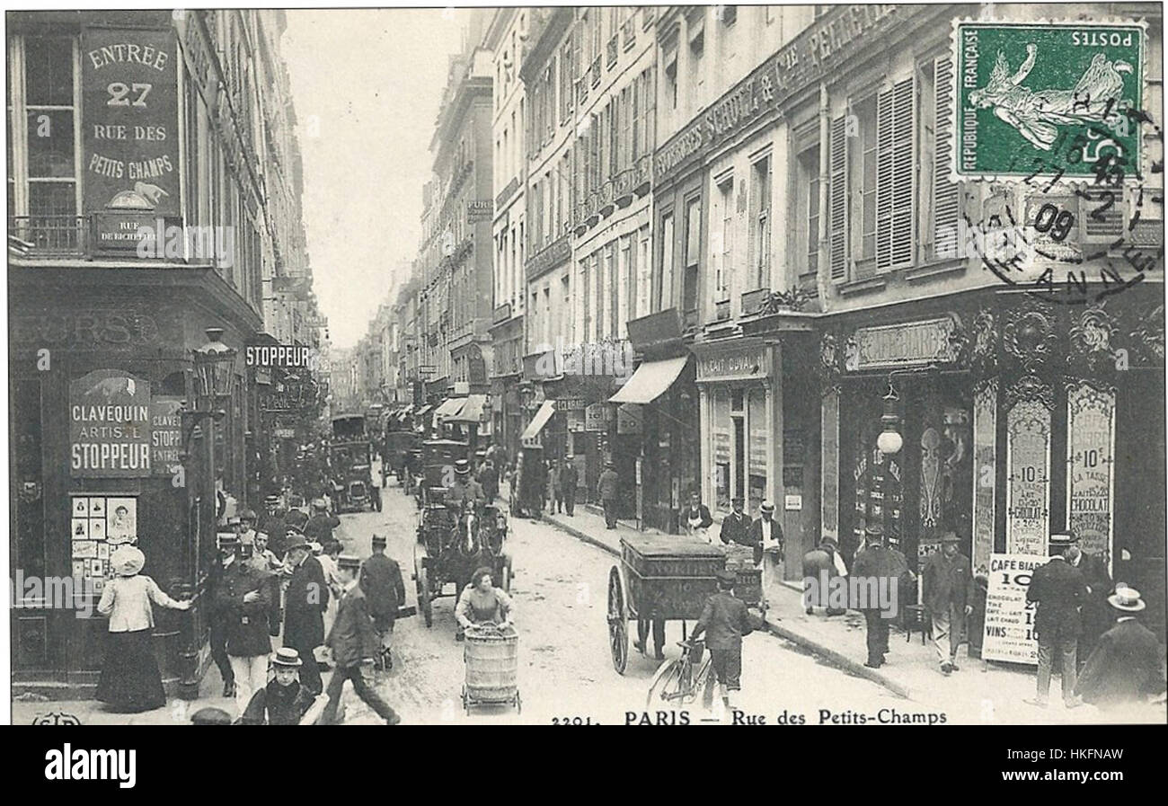 A historical painting from 1909 depicting the Carrefour Richelieu and ...