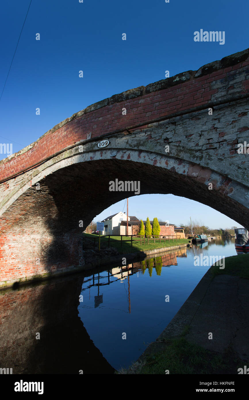 Cheshire, England. Picturesque view of Bates Mill Bridge (number 109 ...
