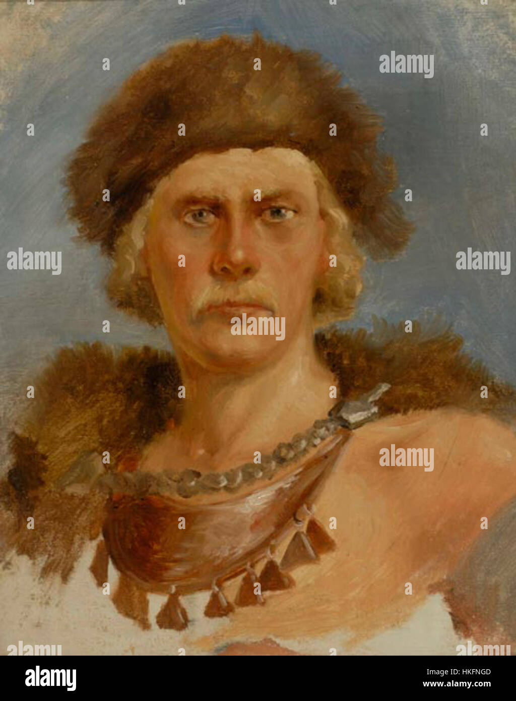This artwork by Baumanis depicts a young Livonian soldier, illustrating ...