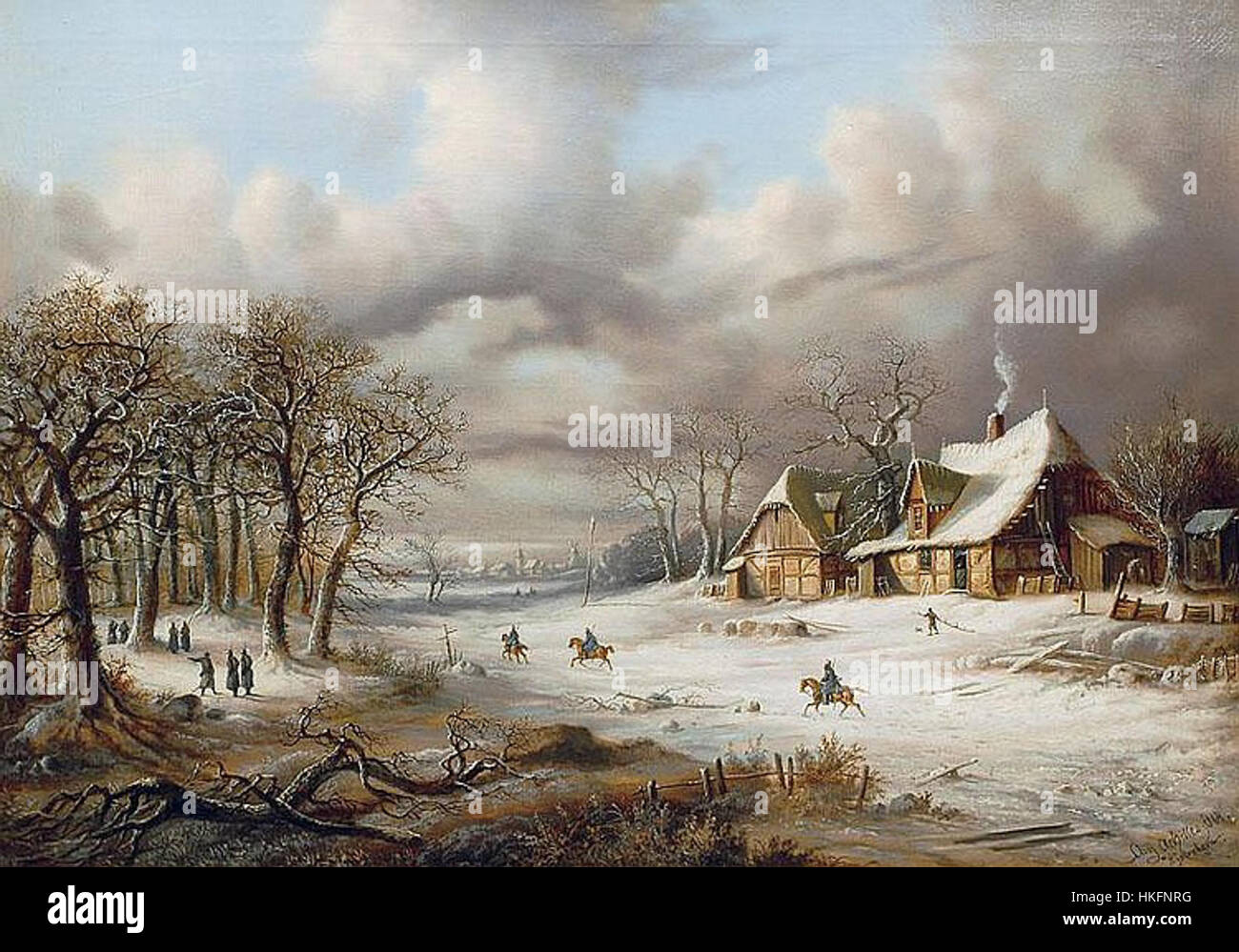 This painting, titled 'Winter Landscape with Soldiers,' depicts ...
