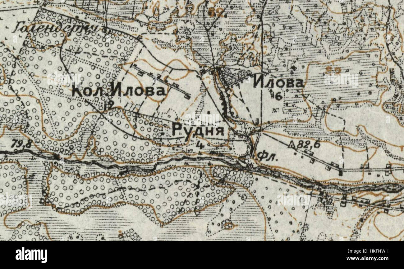 This topographic map from 1914–1917 shows the locations of Ilowa ...