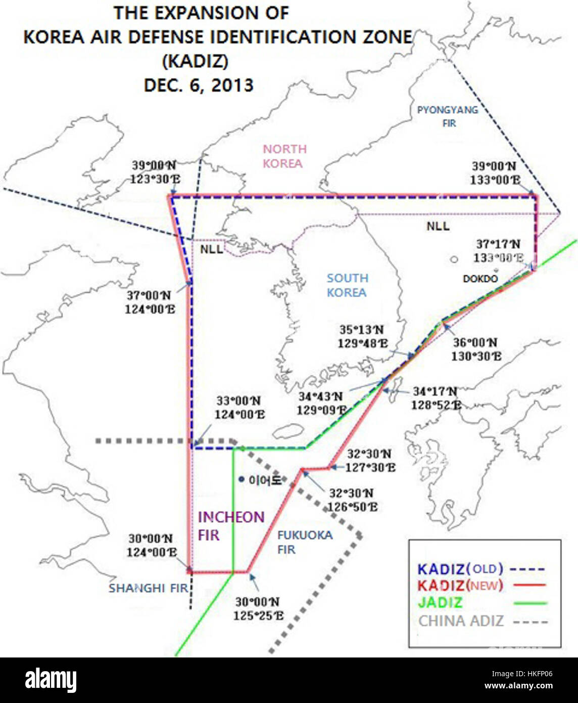 The *Korea Air Defense Identification Zone* (KADIZ) is a designated ...