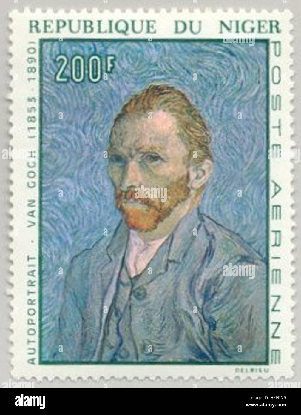 This 1968 stamp from Niger features Vincent van Goghâ€™s iconic artwork ...