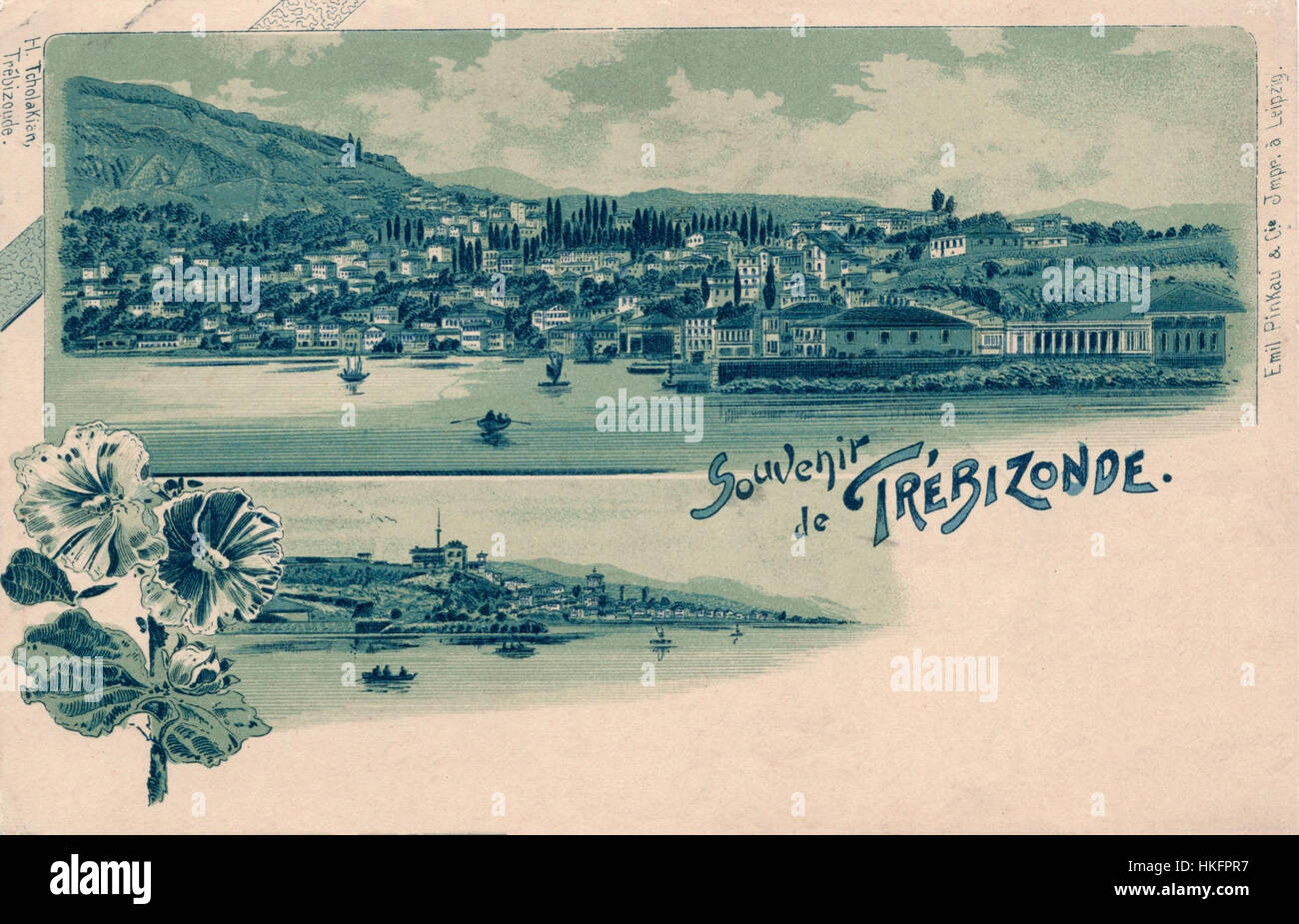 This vintage postcard captures a view of the port city of Trebizond ...