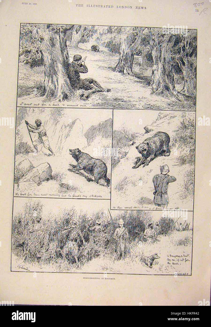 This painting, 'Bearshooting,' depicts a dramatic hunting scene in ...