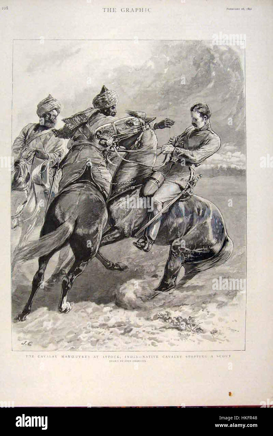 The painting 'Cavalryattock' (1891) depicts a cavalry scene, showcasing ...