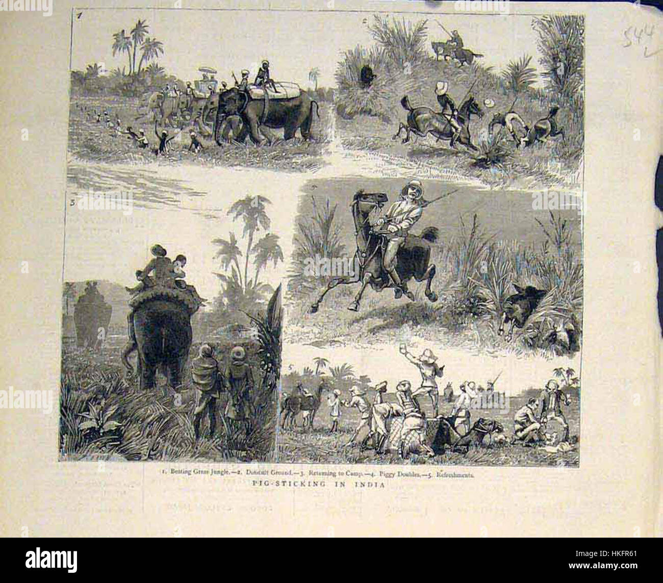 A depiction of pigsticking, a sport associated with hunting and British ...