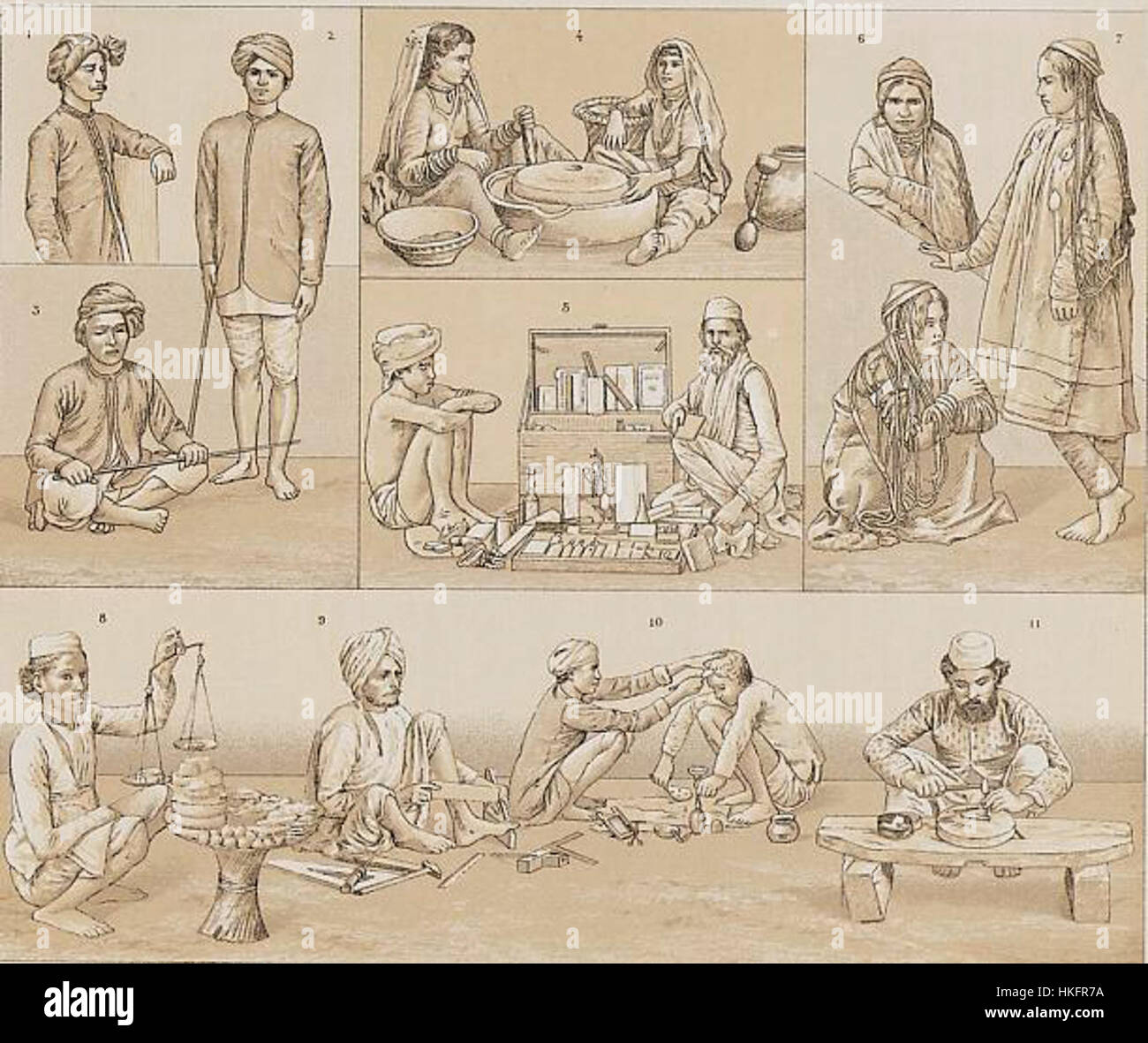 The artwork titled 'Occupations' is a depiction of various professions ...