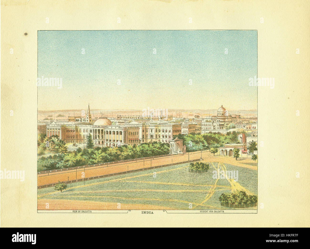 A historical painting of Calcutta, showcasing the city's streets ...