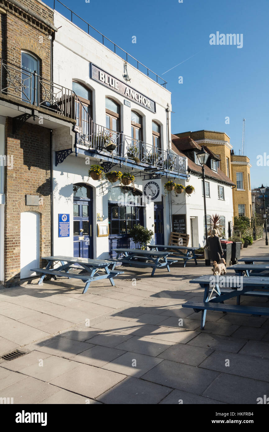 The Blue Anchor public house in Hammersmith, southwest London, England ...