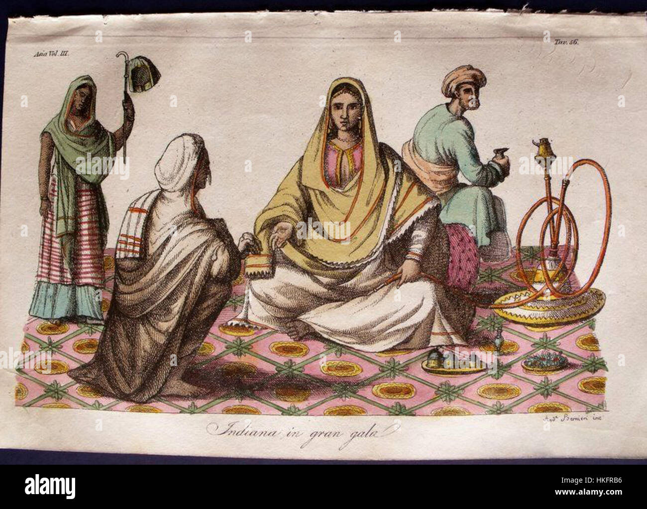 This painting portrays an Indian lady dressed in magnificent attire ...
