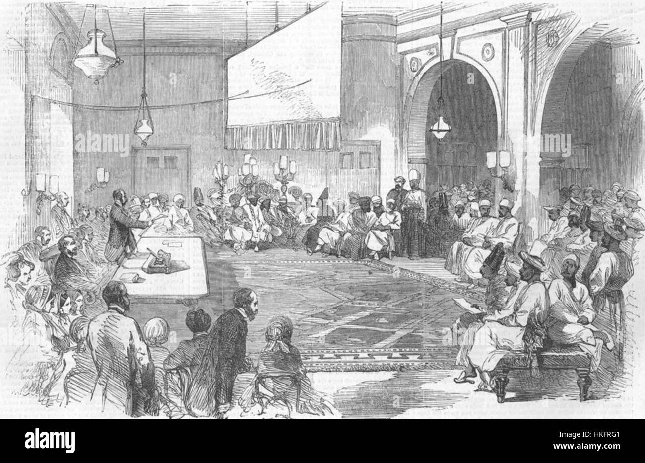 This historical painting depicts a gathering at Surat to support the ...