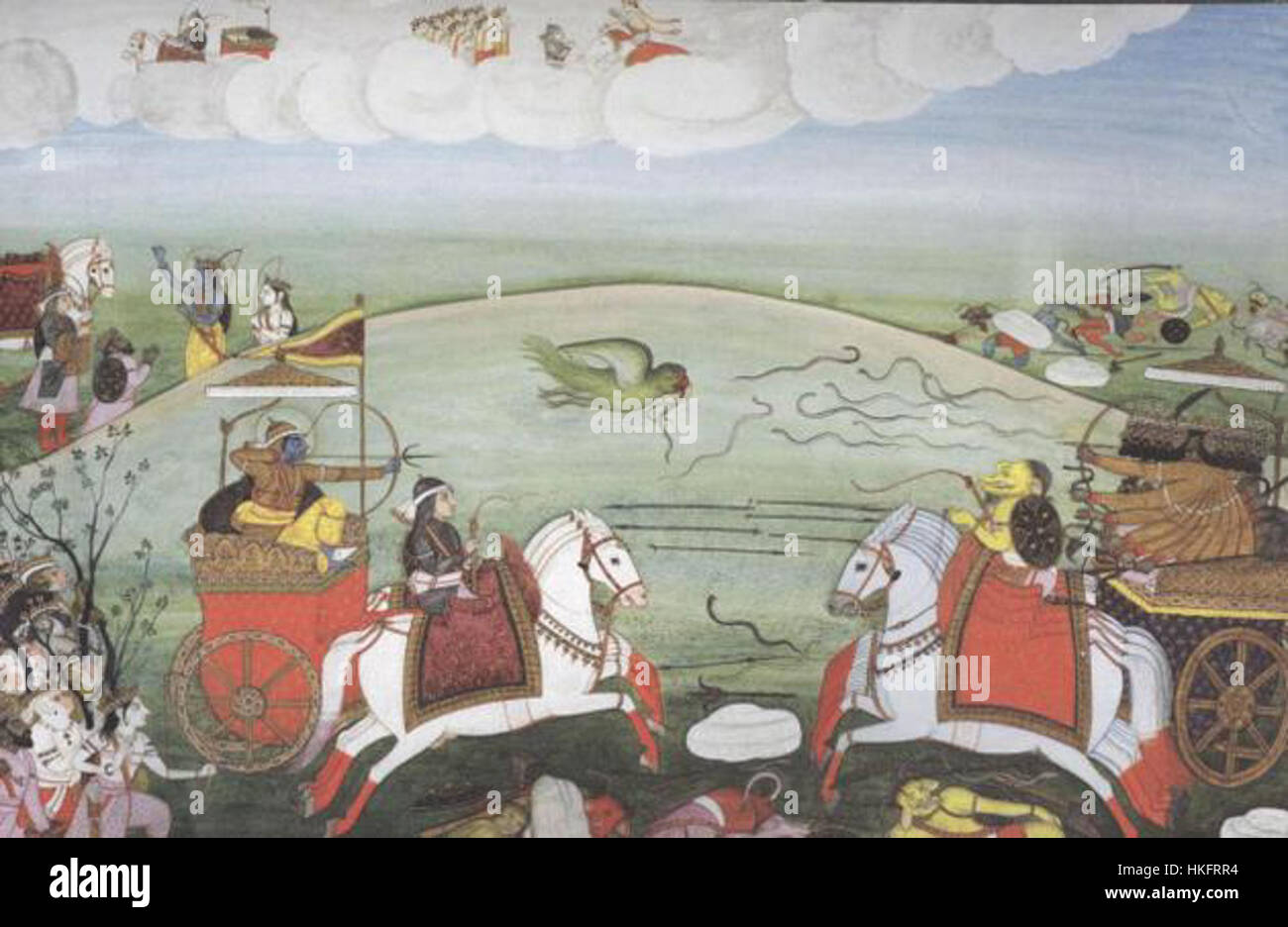 An artistic representation of the fight between Rama and Ravana from ...