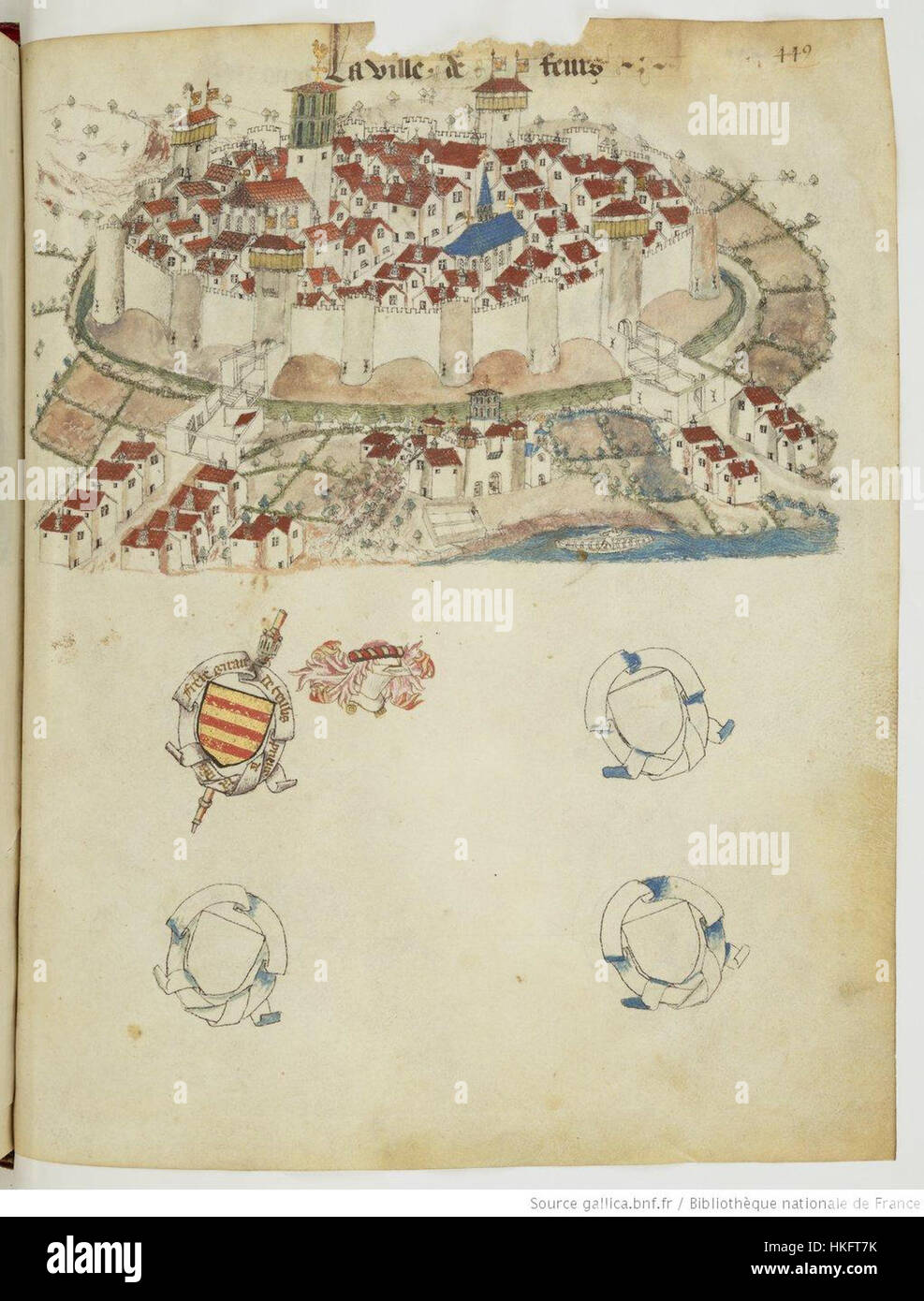 This artwork depicts a group of revelfeurs, or revelers, celebrating in ...