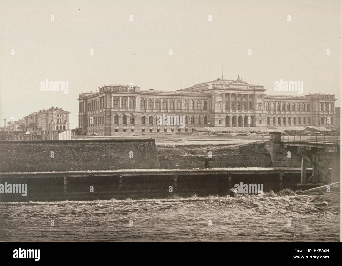 This painting depicts the construction of the 'Palais Universitaire ...