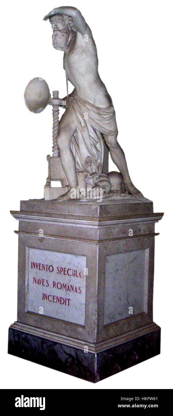 This sculpture represents Archimedes, the ancient Greek mathematician ...