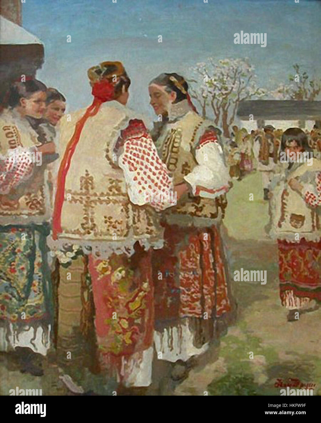 'Trush Hutsul Girls Near the Church' depicts a pastoral scene ...
