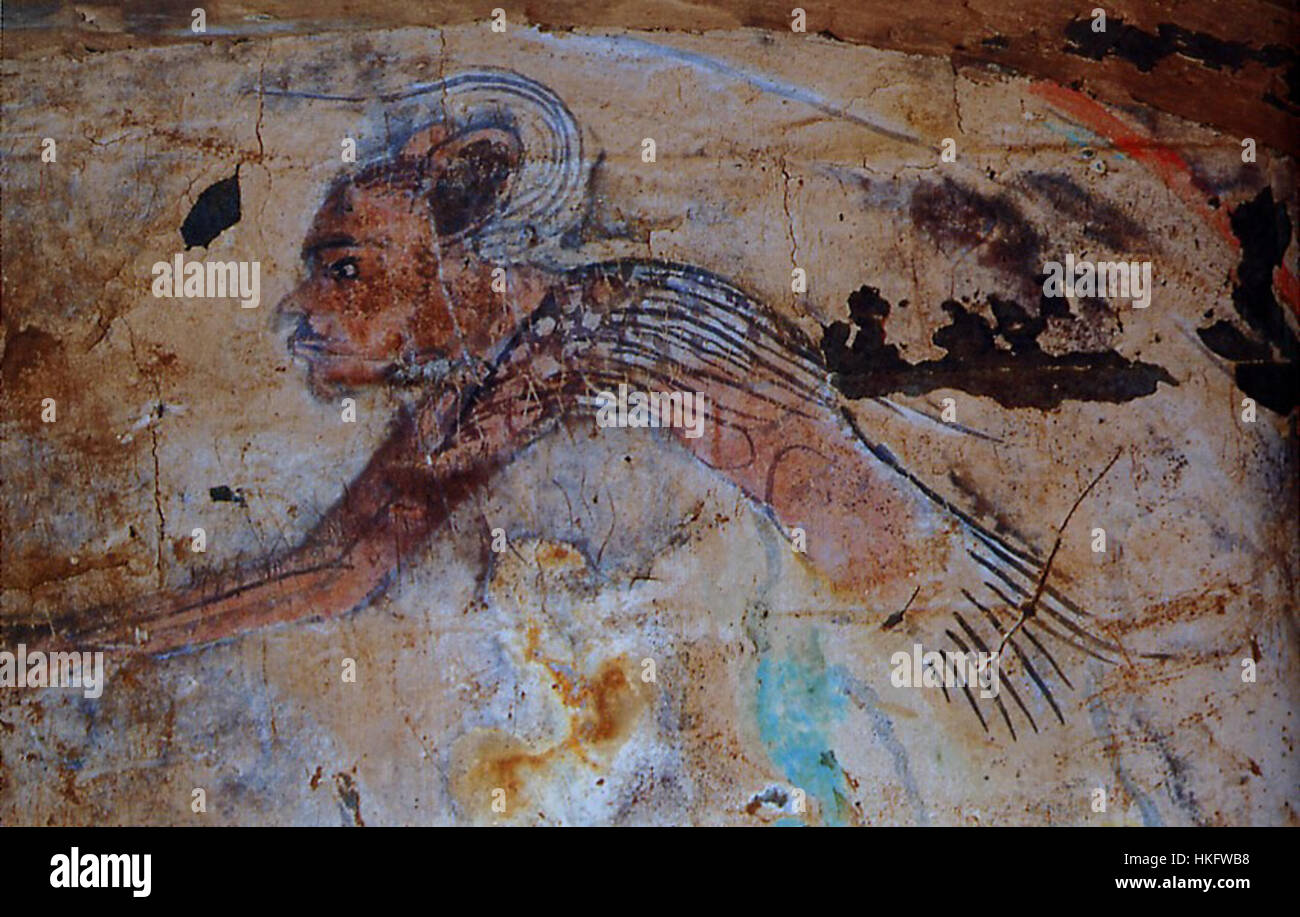 The painting 'Feathered Immortal' portrays a mythical being adorned ...